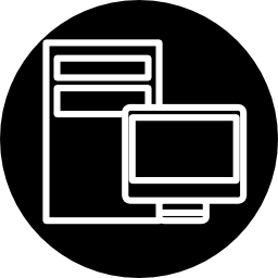 Computer outline symbol inside a circle - Free computer icons