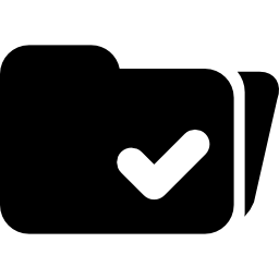 Open folder with verification sign - Free interface icons