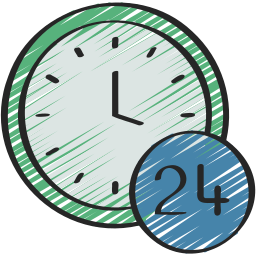 24 hour clock - Free time and date icons