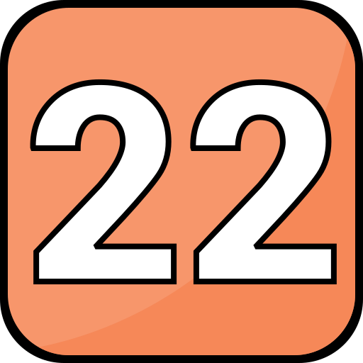 Number 22 Generic Outline Color icon Number 22 Generic Outline Color icon
